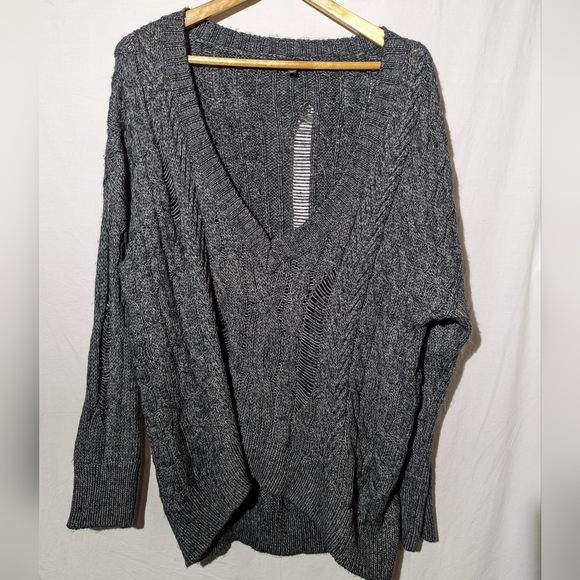Express | Sweaters | Mens Express Distressed Cable Knit Sweater | Poshmark